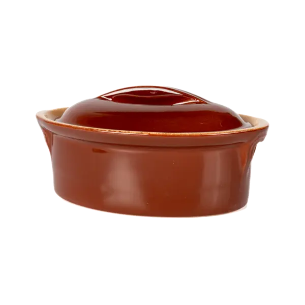 UNE VIE NOMADE Vintage Oval Lidded Baking Dish With Lid - Red