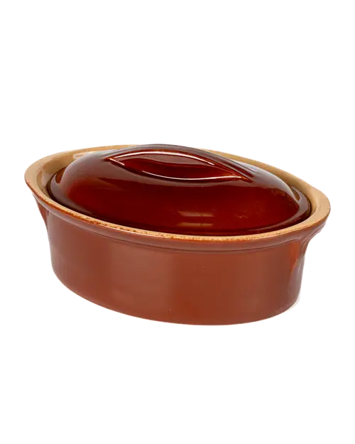 UNE VIE NOMADE Vintage Oval Lidded Baking Dish With Lid