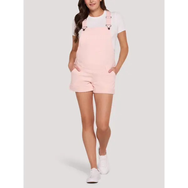 Motherhood Maternity Stretch Waist Short Maternity Overalls - Lotus