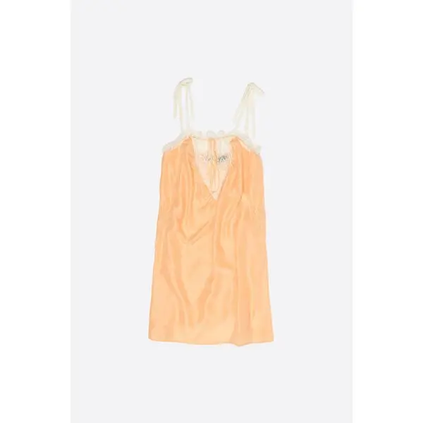 Bimba Y Lola Short Silk Blend Dress With Lace Detail - Orange