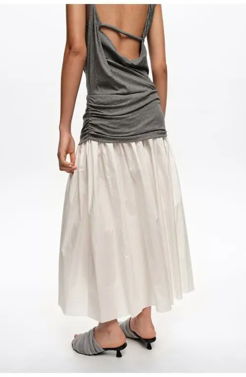 Bimba Y Lola Sleeveless Boatneck Dress With Ruched Skirt
