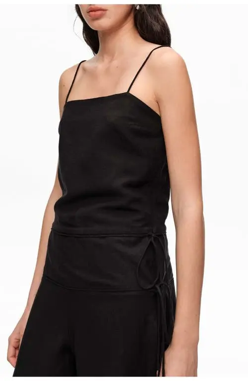 Bimba Y Lola Linen Blend Jumpsuit With Adjustable Waist And Embellishments