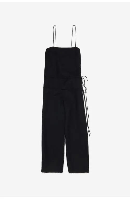 Bimba Y Lola Linen Blend Jumpsuit With Adjustable Waist And Embellishments
