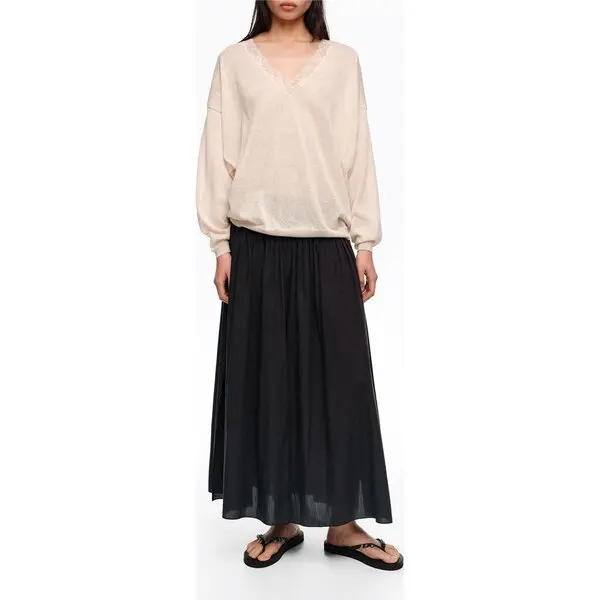 Bimba Y Lola A-line Maxi Slit Cotton Skirt