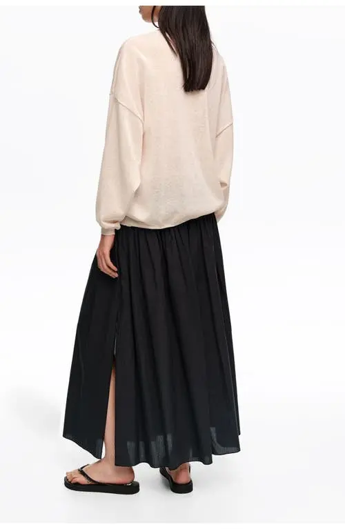 Bimba Y Lola A-line Maxi Slit Cotton Skirt