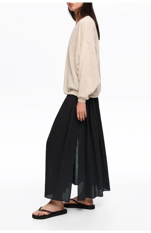 Bimba Y Lola A-line Maxi Slit Cotton Skirt