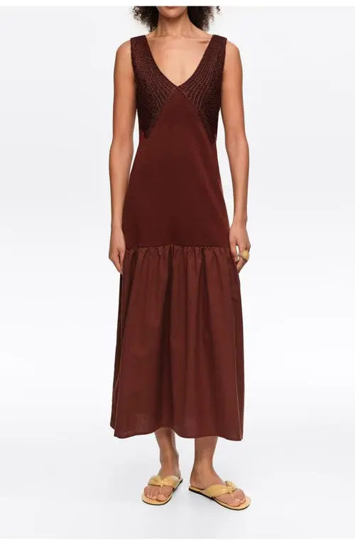 Bimba Y Lola Two-material A-line Knit Midi Dress