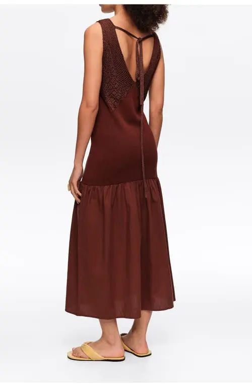 Bimba Y Lola Two-material A-line Knit Midi Dress