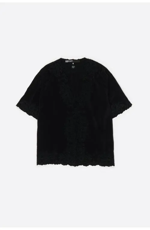 Bimba Y Lola Embroidered Shirt With V-neck - Black