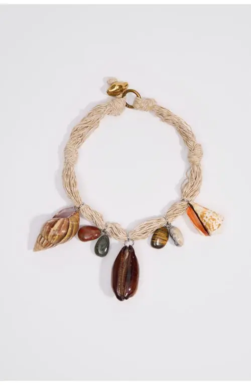 Bimba Y Lola Seashell And Stone Necklace With Aged Gold Finish - Ivory