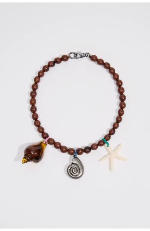 Bimba Y Lola Aged Necklace With Stones And Seashells - Brown