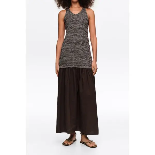 Bimba Y Lola Two-material Knit Midi Dress - Brown