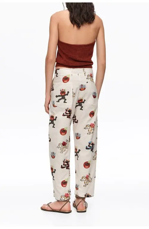 Bimba Y Lola Barrel Cut Trousers With Decorative Stitching