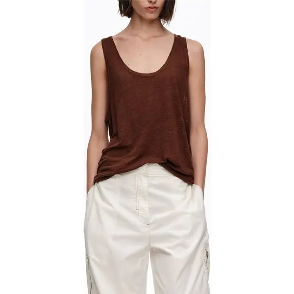 Bimba Y Lola Washed Linen Vest Top - Brown