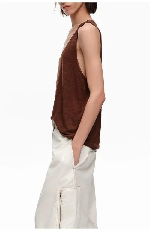 Bimba Y Lola Washed Linen Vest Top - Brown