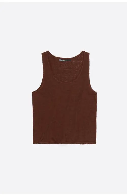 Bimba Y Lola Washed Linen Vest Top - Brown