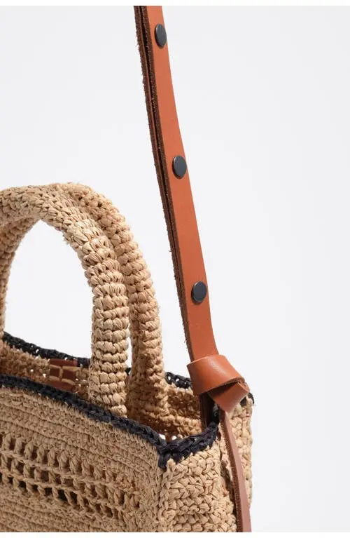 Bimba Y Lola Raffia Crossbody Bag With Leather Details
