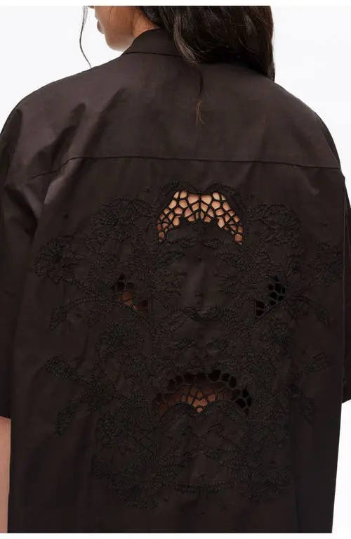 Bimba Y Lola Cotton Embroidered Midi Shirt Dress
