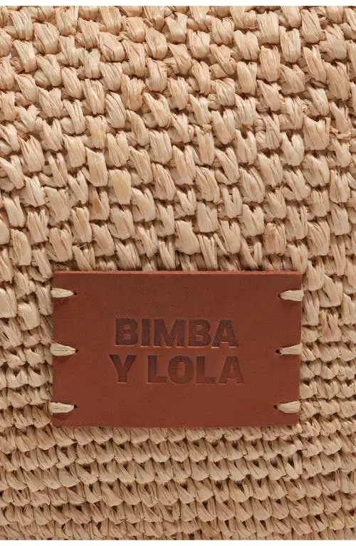 Bimba Y Lola Large Raffia Woven Bag With Calfskin Details - Natural