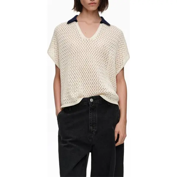 Bimba Y Lola Openwork Cotton Polo Sweater