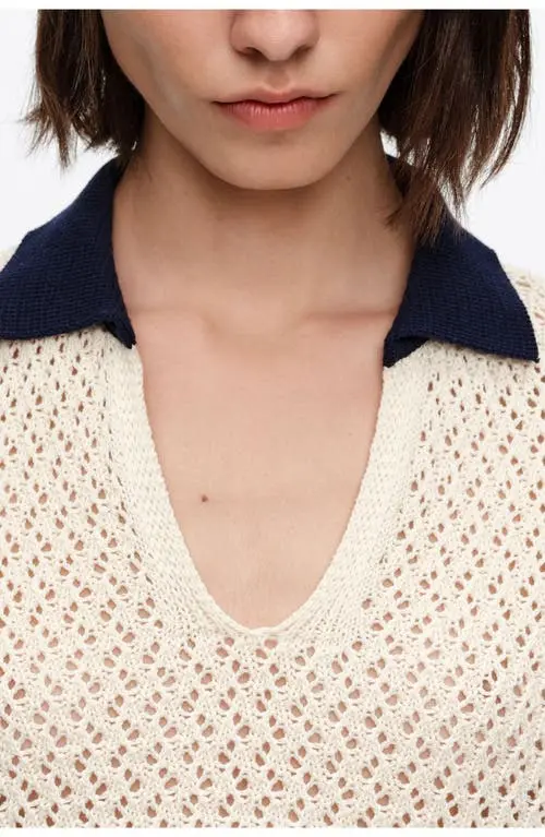 Bimba Y Lola Openwork Cotton Polo Sweater