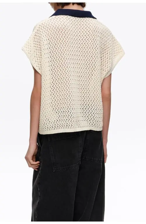 Bimba Y Lola Openwork Cotton Polo Sweater