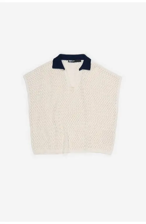 Bimba Y Lola Openwork Cotton Polo Sweater