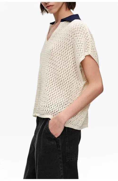 Bimba Y Lola Openwork Cotton Polo Sweater