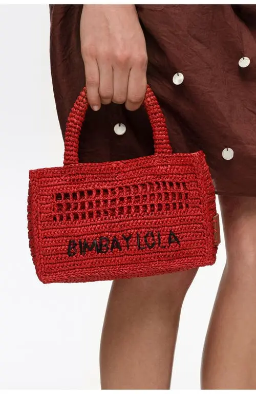 Bimba Y Lola Raffia Mini Bag - Red