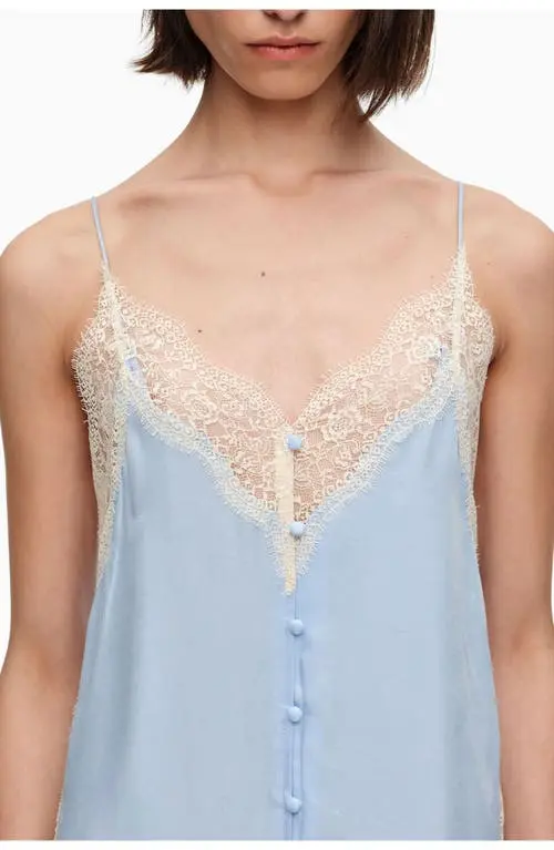 Bimba Y Lola Light Slip Dress With Contrast Lace Trim - Light Blue