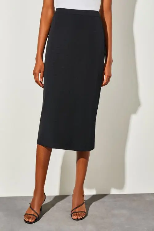 Ming Wang Straight Knit Midi Skirt