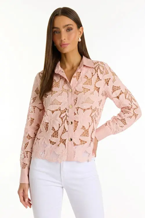 THE NOLI SHOP Mina Lace Blouse - Blush