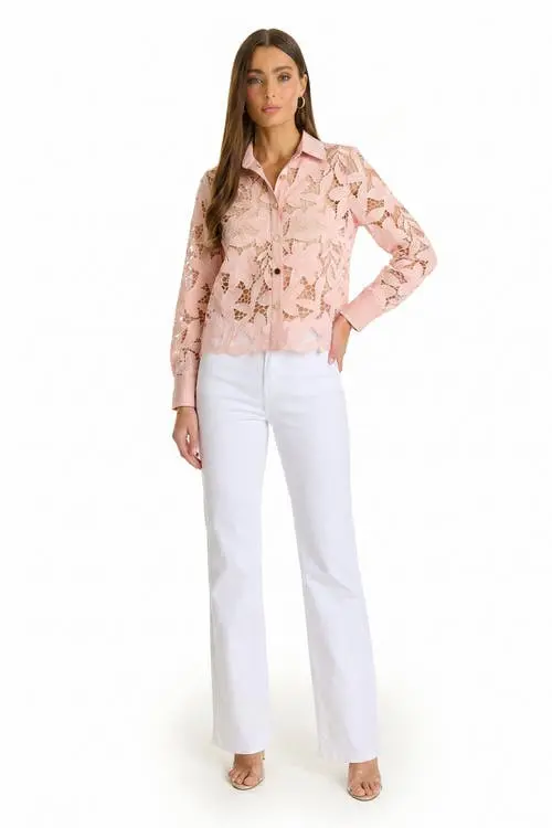 THE NOLI SHOP Mina Lace Blouse With Sequin Embellishments - Blush