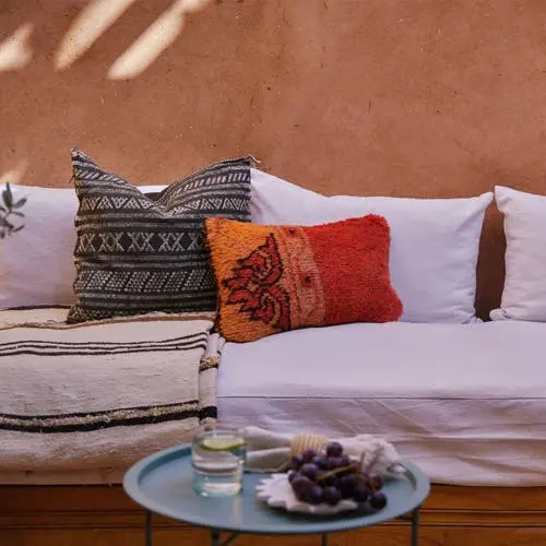 APARTMENT F Desert Stripe Embroidered Cactus Silk Pillow