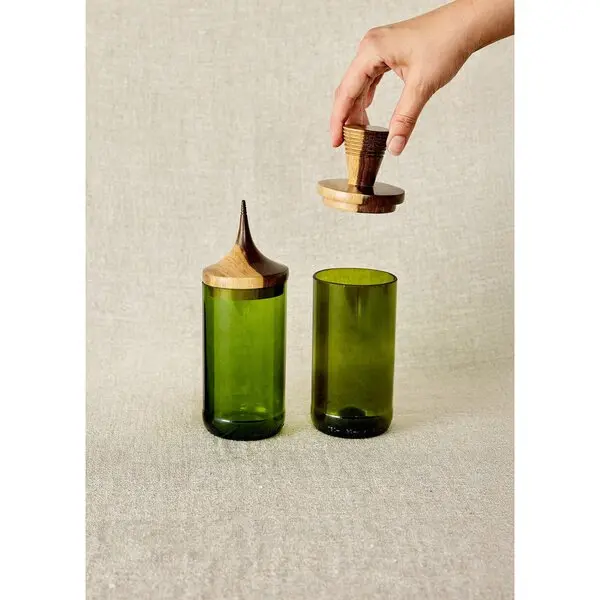 KANJU INTERIORS Wooden Topped Apothecary Jar - Green