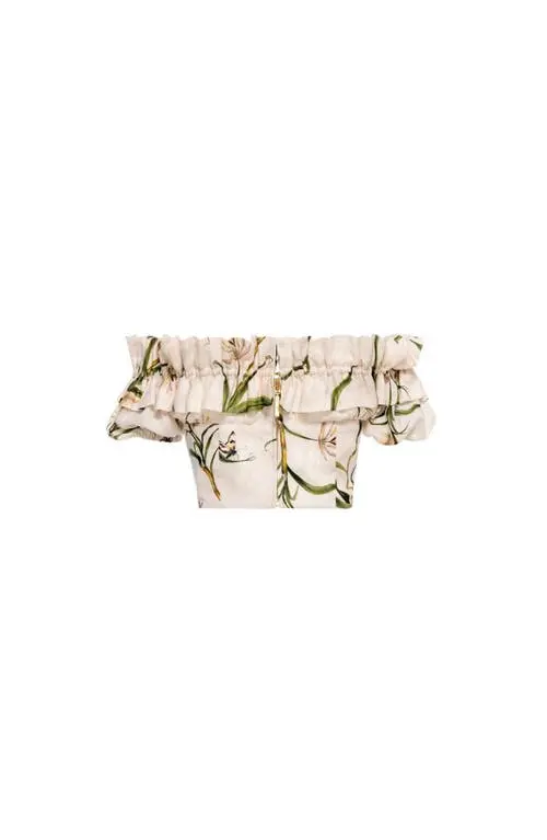 Agua Bendita Pimienta Azucar Off-the-shoulder Balloon Sleeve Cropped Top