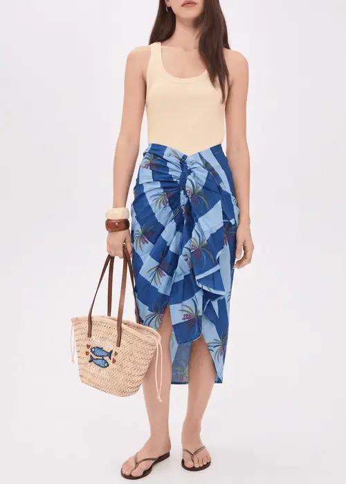 GUADALUPE DESIGN Luciana Palm Pareo Skirt - Blue