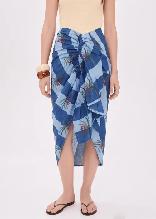 GUADALUPE DESIGN Luciana Palm Pareo Skirt - Blue