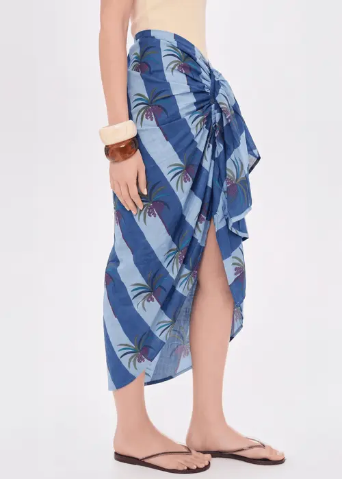 GUADALUPE DESIGN Luciana Palm Pareo Skirt - Blue