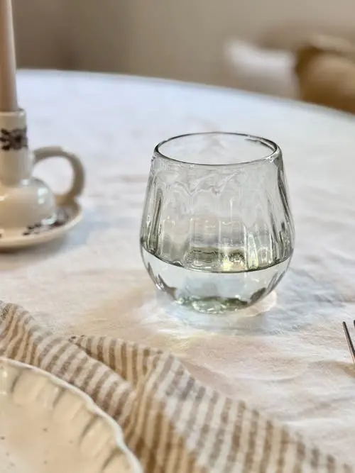 VILLA LUA HOME Handblown Oval Fluted Glassset Of 2