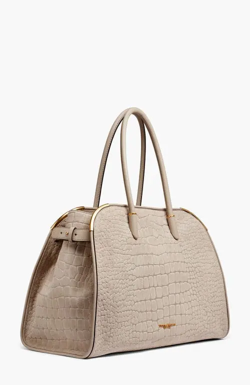 Donna Karan New York Satin Croc-effect Suede Tote