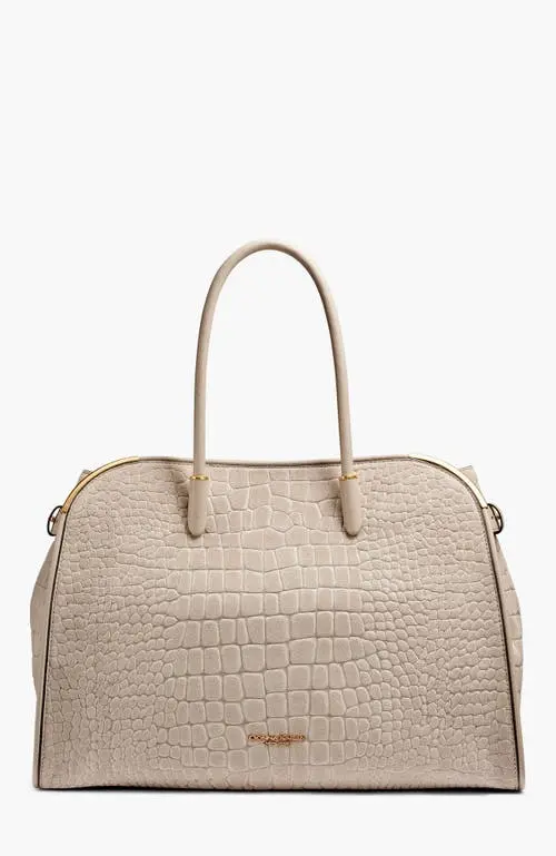 Donna Karan New York Satin Croc-effect Suede Tote - Moth