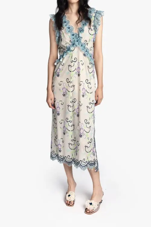 Anna Sui Lady Chatterley's Lace Dress - Denim Multi