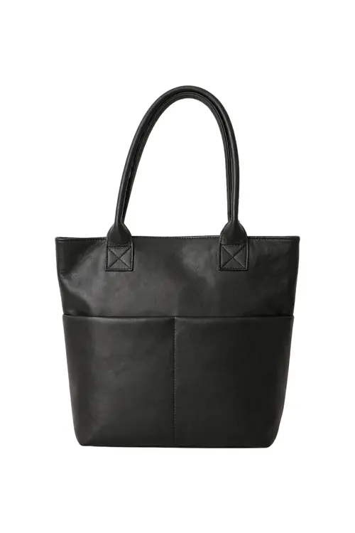 AMASOUK Classic Structured Leather Tote Bag - Black