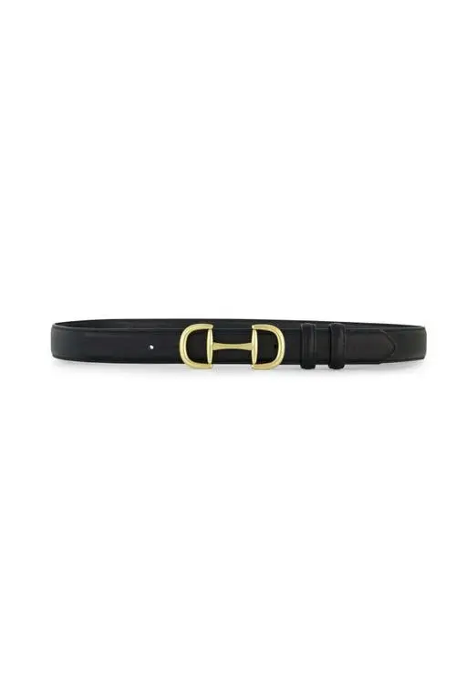 THE NOLI SHOP Bettie Slim Vegan Leather Belt With Horsebit Buckle - Black