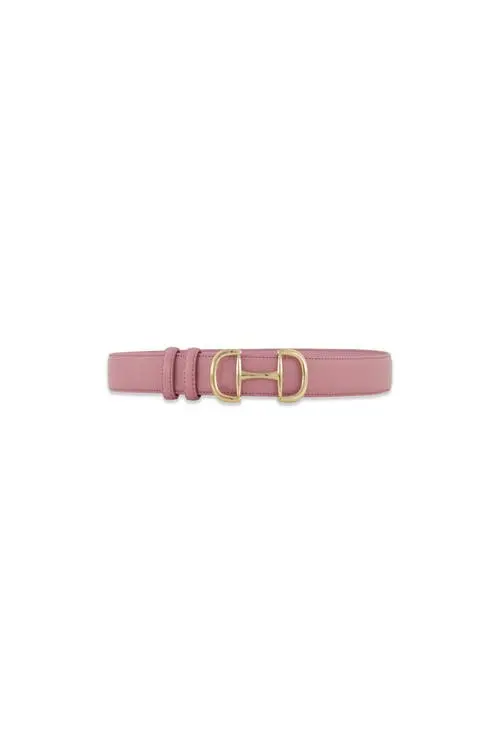 THE NOLI SHOP Bettie Slim Vegan Leather Belt With Horsebit Buckle - Blush