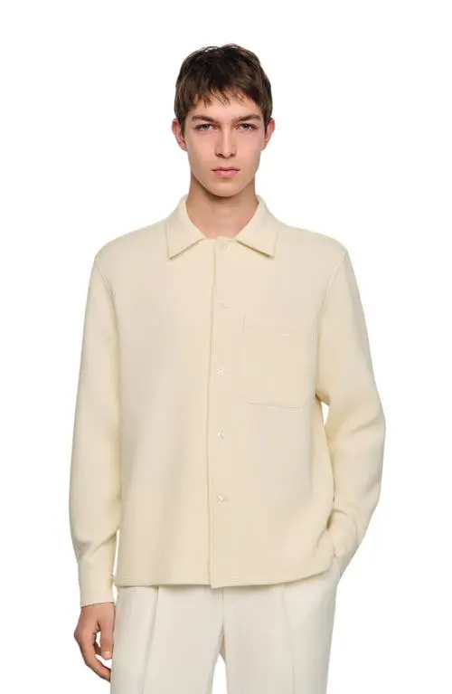 Sandro Textured Shark Collar Shirt - Ecru