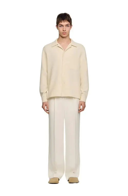 Sandro Textured Shark Collar Shirt - Ecru