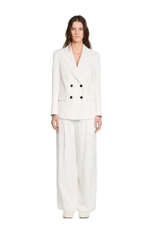 Sandro Striped Double-breasted Tailored Jacket