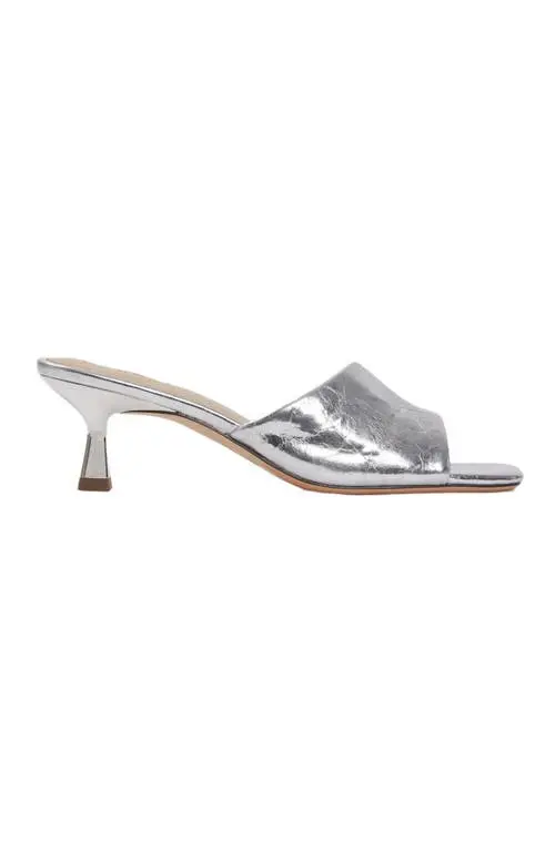Sandro Heeled Metallic Leather Mules